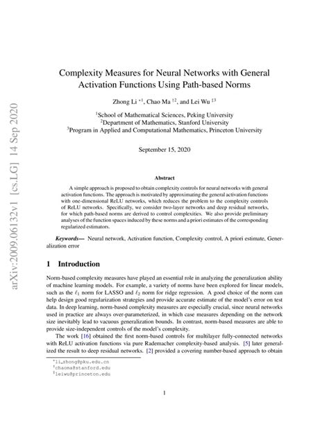 Complexity Measures For Neural Networks With General Activation