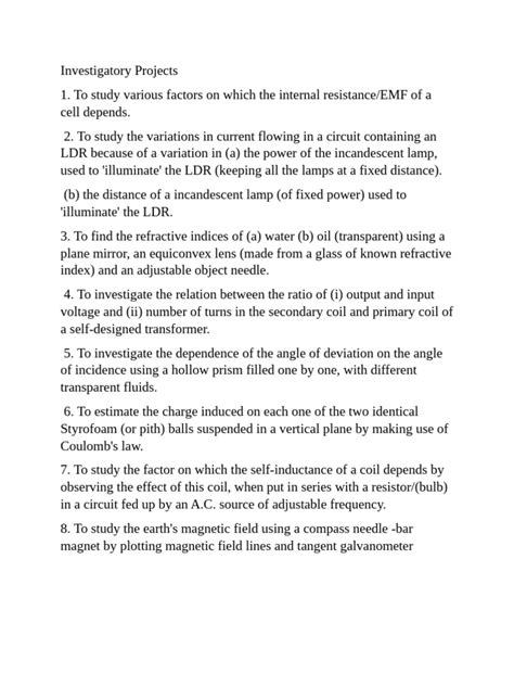Investigatory Projects Pdf Science And Mathematics
