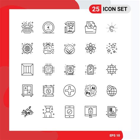 Line Pack Of 25 Universal Symbols Of Ear Folder Page File Folder