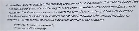 Solved 29 Write The Missing Statements In The Following