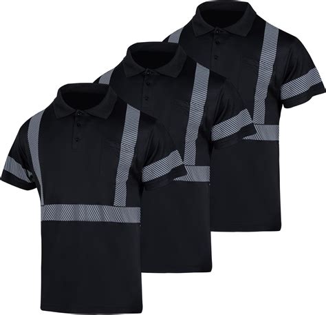 Vendace 3 Pcs Hi Vis Safety Reflective Polo Shirts For Men