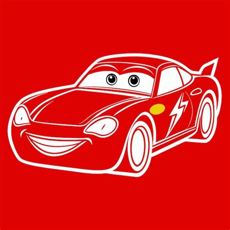Outline Lightning Mcqueen Front Vector Illustration Line Art Premium