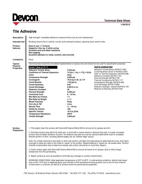 Tile Adhesive Devcon