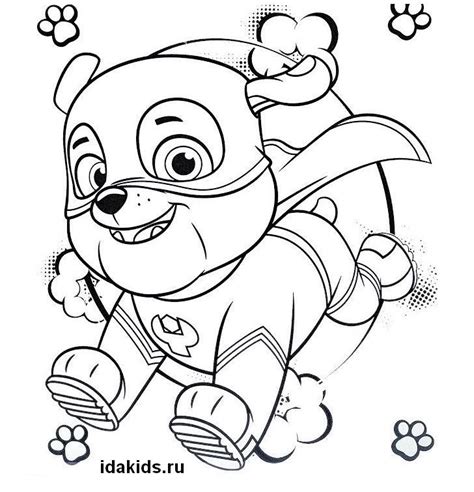 Раскраска Щенячий Патруль Крепыш в плаще Paw Patrol Coloring Pages