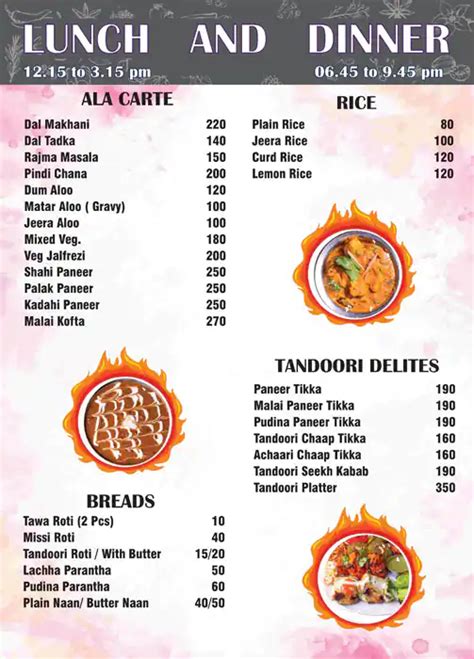 Menu At Hridayam At Parmarth Rishikesh