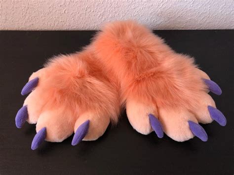 Coral Fursuit Handpaws 4 Finger Furry Paws Faux Fur Minky Fursuit