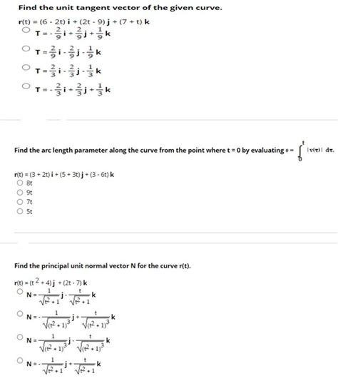 Solved Find The Unit Tangent Vector Of The Given Curve R T Chegg