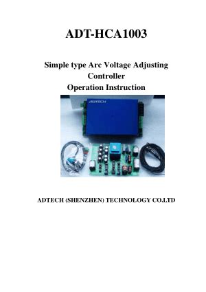 ADT HCA1003 Operation Instruction Simple Type Arc Voltage Adjusting Controller Pdf CNC Manual