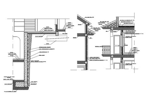Two Story House Architectural Section With Abutment Wall Dwg File Brick Detail Architectural