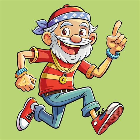 수염과 모자를 가진 남자의 만화 그림 프리미엄 Ai 생성 벡터