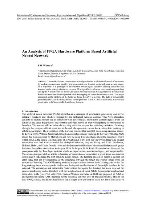 Pdf An Analysis Of Fpga Hardware Platform Based Artificial Neural Network
