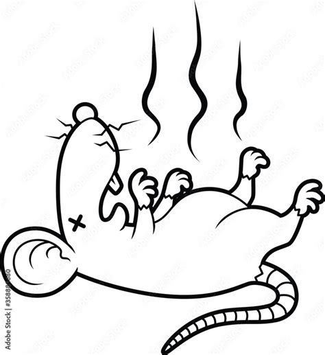Vector Cartoon Stinky Dead Rat Line Art Stock Vector Adobe Stock