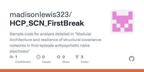 GitHub Madisonlewis HCP SCN FirstBreak Sample Code For Analysis Detailed In Modular