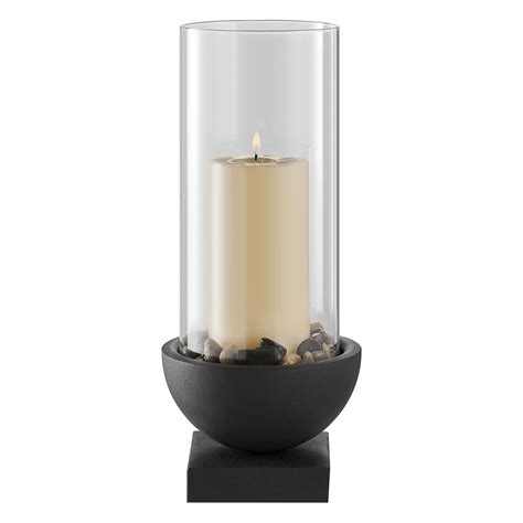 Danya B Modern Black Metal Bold Pedestal And Glass Pillar Hurricane