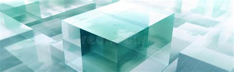 Digital Floating Green Glass Cubes In Abstract Futuristic Space Background Stock Illustration