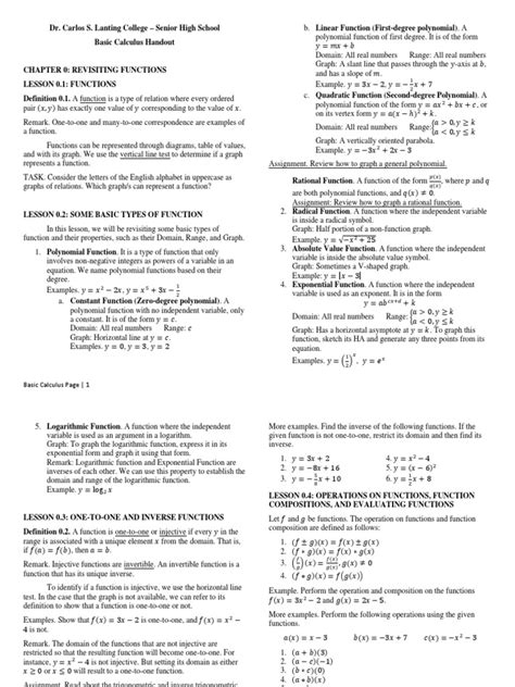 Bcal Handout Pdf Function Mathematics Continuous Function