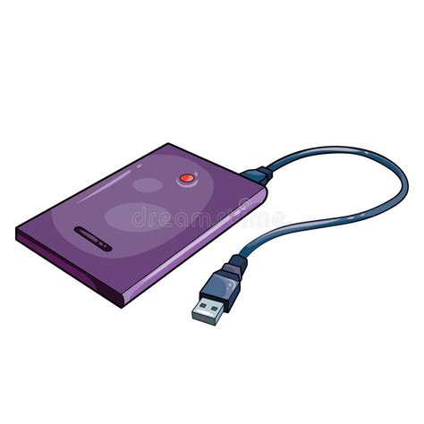 Purple External Hard Drive With Usb Cable Connected To It Stock Vector Illustration Of Metal