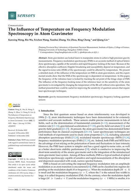 Pdf The Influence Of Temperature On Frequency Modulation Spectroscopy In Atom Gravimeter