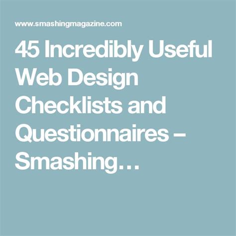 45 Incredibly Useful Web Design Checklists And Questionnaires