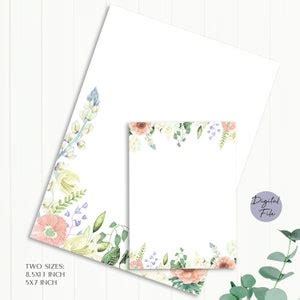 Printable Spring Notepad Spring Stationery Set Floral Notepad Stationery Printable