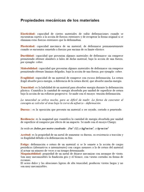 Propiedades Mecánicas De Los Materiales Pdf Deformación Ingeniería