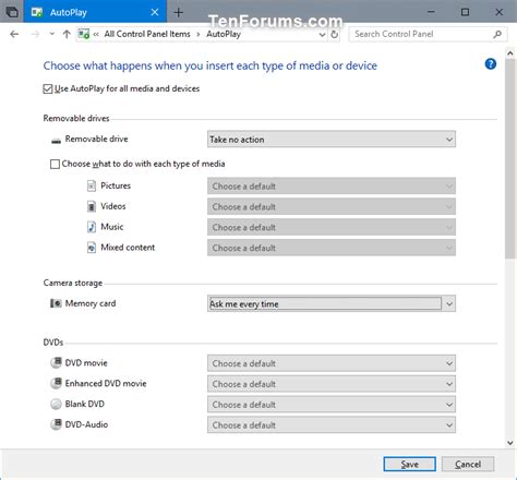Reset AutoPlay Settings To Default In Windows 10 Tutorials