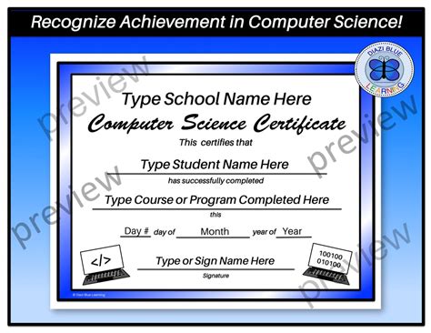 Computer Science Certificates Programming Certificate Coding Award