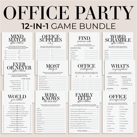 Office Party Games Bundle Printable Games For Work Team Building