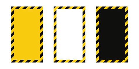 Warning Frame With Yellow And Black Diagonal Stripes Rectangle Warn