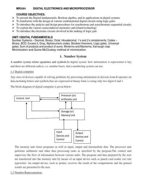 Mr3391 Demp Unit I Pdf Subtraction Binary Coded Decimal