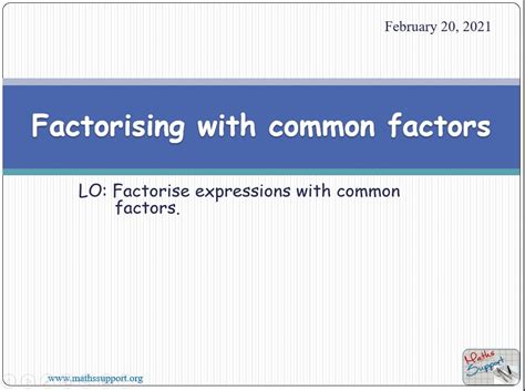 Maths Igcse E280 Factorising Common Factors