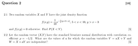 Solved STATISTICS Question 22 1 Two Random Variables X And Chegg Com