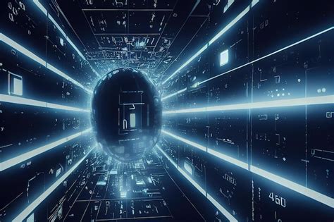 Premium Photo Futuristic Data Flow Data Transfer Technology Cyberpunk Big Data And