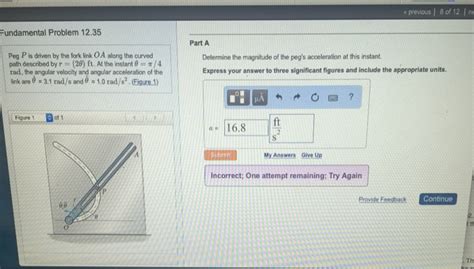 Solved Peg P Is Driven By The Fork Link OA Along The Curved Chegg Com
