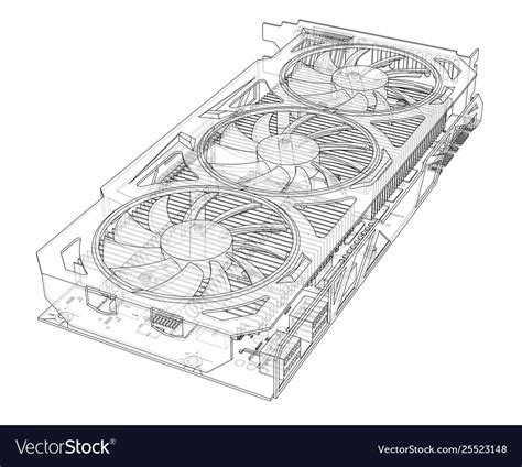 Gpu Card Outline Royalty Free Vector Image VectorStock