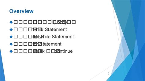 Overview Loop While Statement Dowhile Statement For Statement