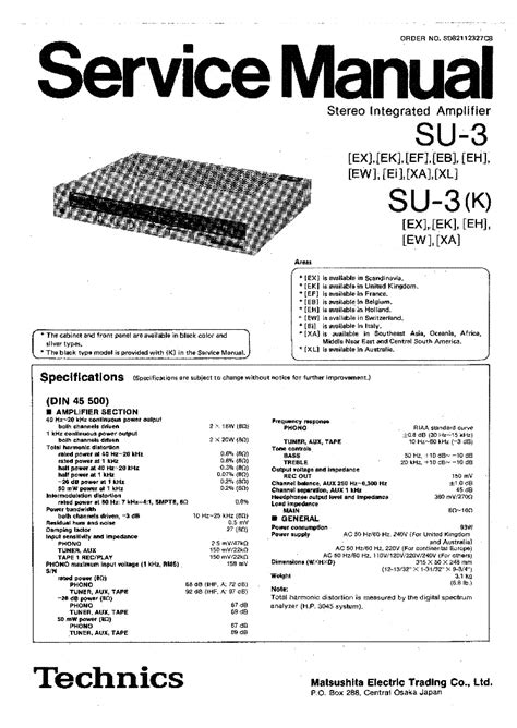 TECHNICS SU SM Service Manual Download Schematics Eeprom Repair Info For Electronics Experts