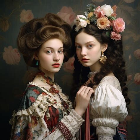 Premium Photo Young Women In Traditional Clothing Exude Elegance