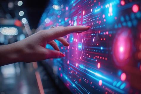 Hand With Technology Digital Virtual Screen Electronics Hardware Monitor Premium Ai Generated