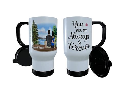 Romantic Couple Lakeside Travel Mug Custom Couples Thermos Mug