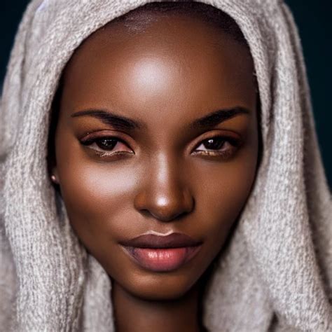 Ultra Realistic Beautiful Full Bodied African Woman Looking At
