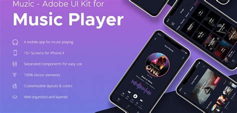 Muzic Music UI Kit Free XD Resource Adobe XD Elements