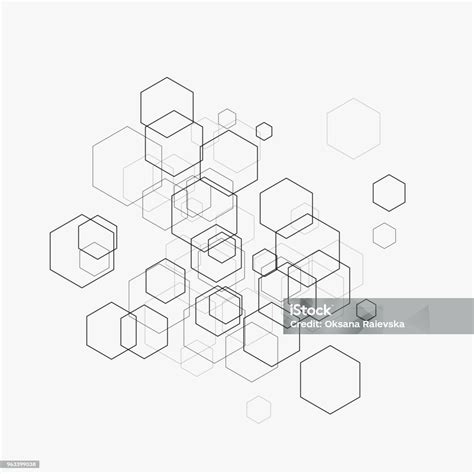 육각형과 흰색 배경에서 선 추상적인 벡터 일러스트 육각형 Infographic입니다 디지털 기술 과학 또는 의학 개념입니다 6