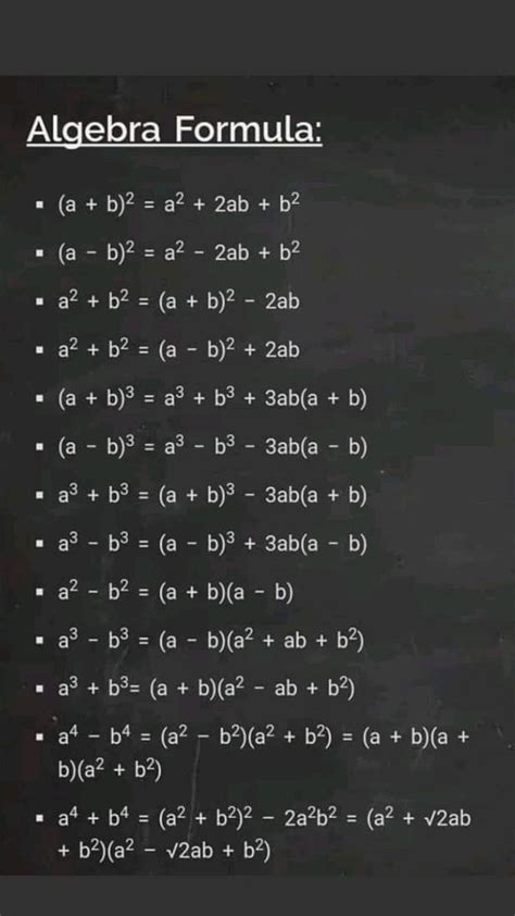 Formula Chart Formula Chart Math About Me Math Tricks