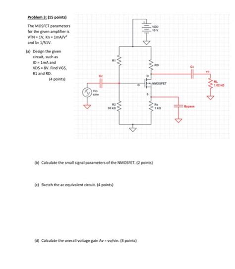 solved problem 3 15 points the mosfet parameters for the
