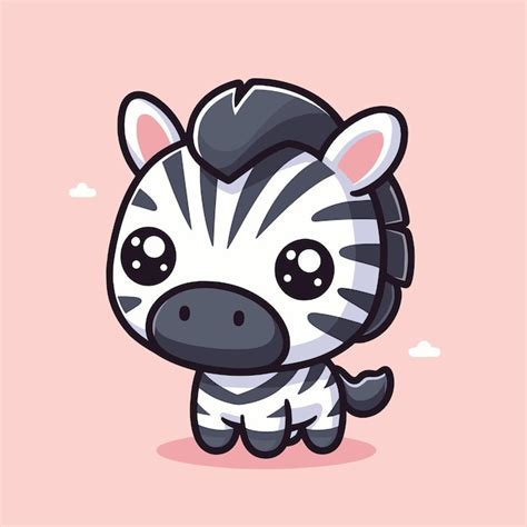 Chibi Cute Kawaii Cartoon Zebra With Striped Black And White Motif