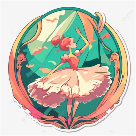 발레 드레스 클립 아트에서 춤추는 소녀를 특징으로하는 스티커 일러스트 벡터 고립 된 만화 무료 발레리나와 스티커 디자인 상표 스티커 일러스트 Png 일러스트 및 벡터