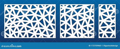 Laser Cut Panel Template Vector Geometric Pattern With Lines Polygonal Grid Stock Vector