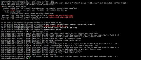 linux run the mysql with systemctl start rvice error