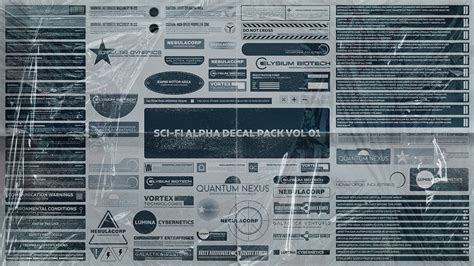 100 Sci Fi Alpha Decal Pack Vol 01 3d Render By Sfdemir